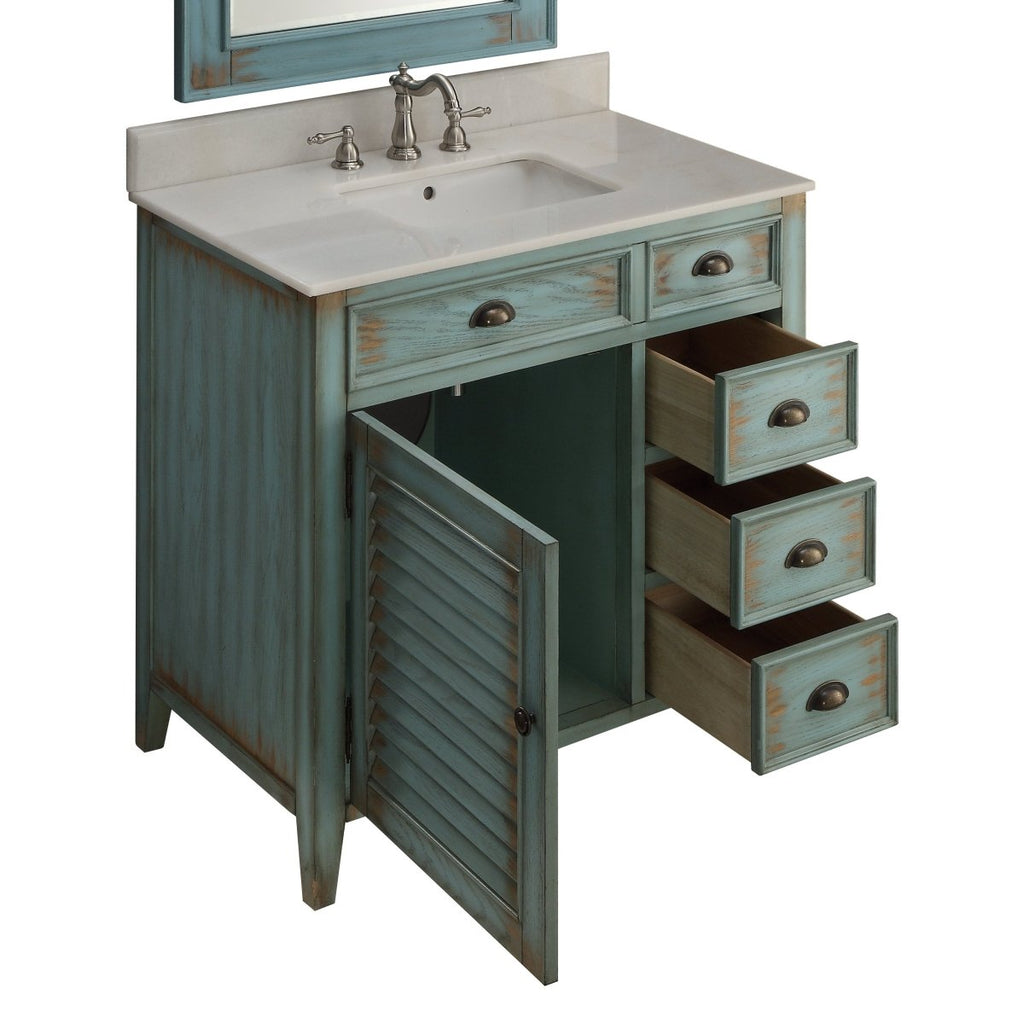 36 Inch Abbeville Farmhouse Style Distressed Blue Bathroom Vanity ...