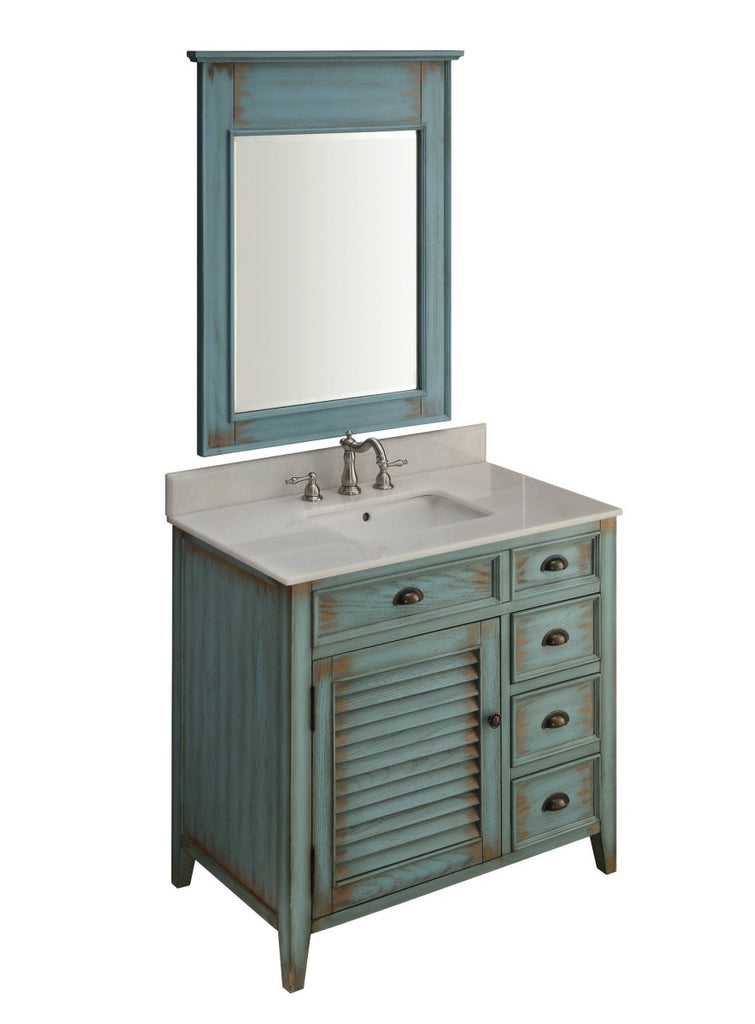 36 Inch Abbeville Farmhouse Style Distressed Blue Bathroom Vanity ...