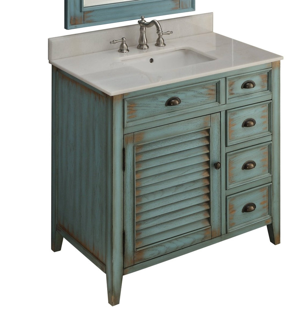 36 Inch Abbeville Farmhouse Style Distressed Blue Bathroom Vanity ...